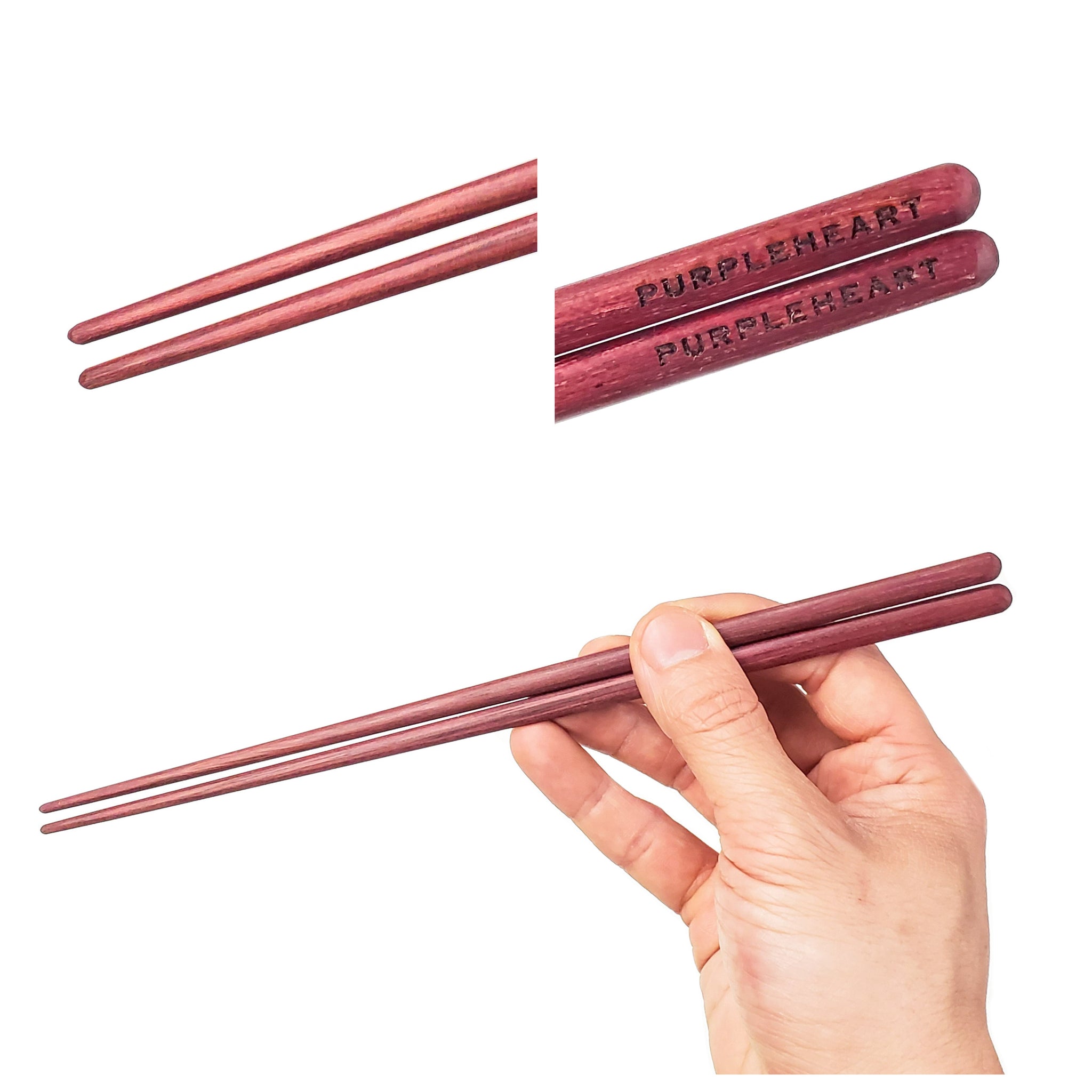 Purpleheart Chopsticks Custom Personalization Available Purple Woodgrain chopsticks Baz LLC